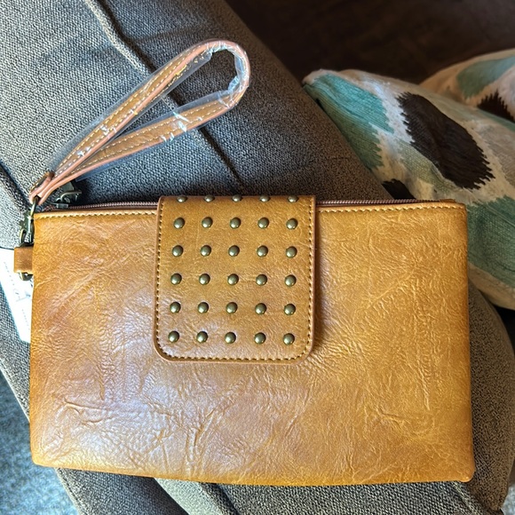pretty simple | Bags | Riviera Maya Rivet Wristletclutch In Brown | Poshmark